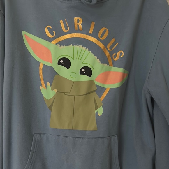 Star Wars | Shirts & Tops | Star Wars Curious Baby Yoda Hoodie Blue And ...